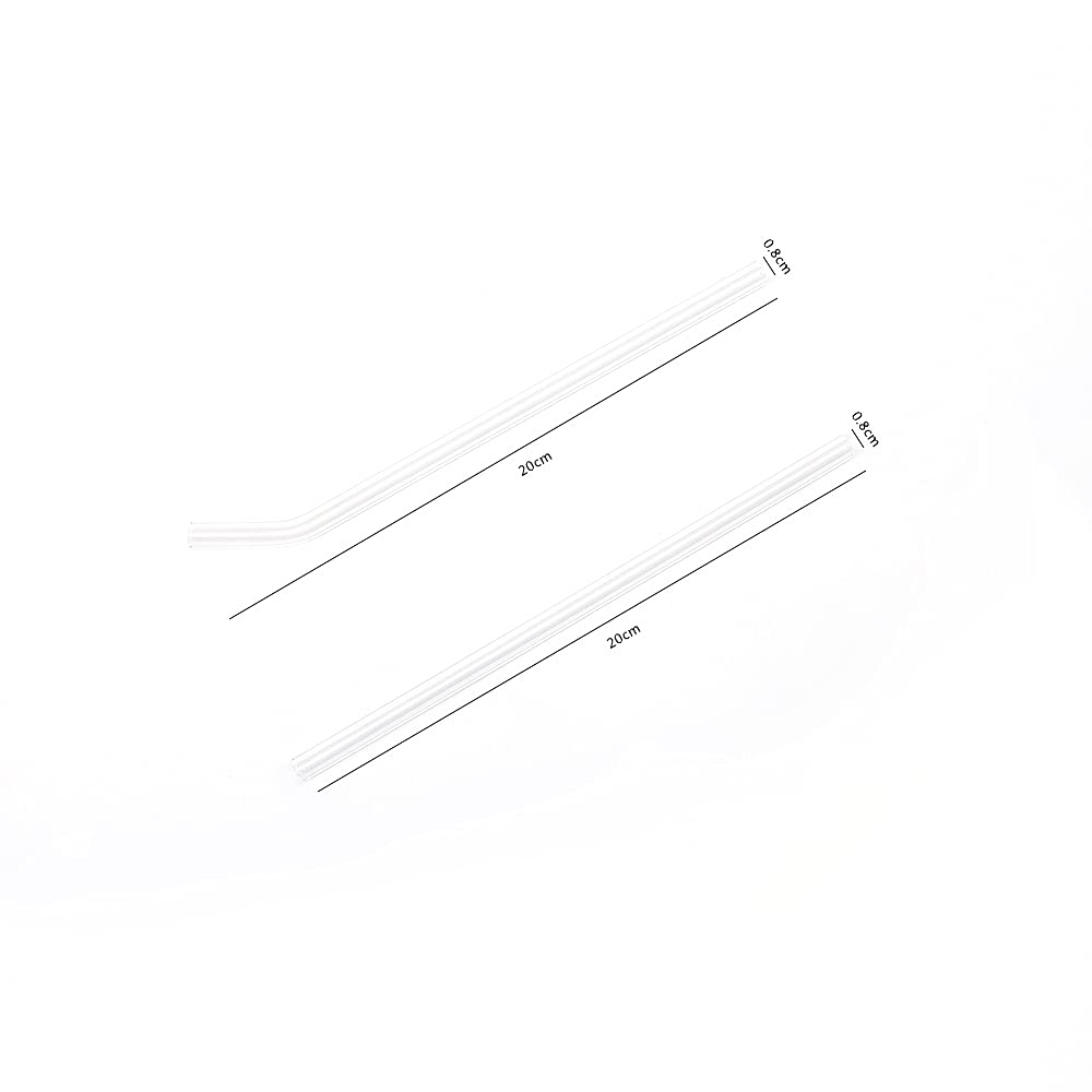 SOOMILE Reusable Glass Straws Set, Pack of 4 Clear Glass Straws With Cleaning Brush (2bent2straight)