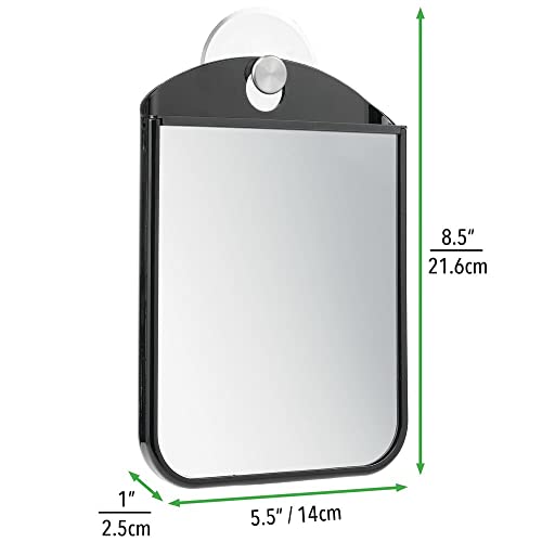 mDesign Bathroom Shower Suction Fog Away Shaving Mirror - Black/Brushed