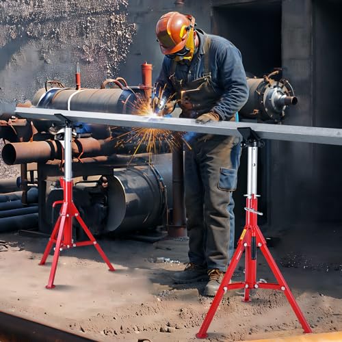 Mophorn V Head Pipe Stand Adjustable Height 28-52 Inch, Jack Stands 2500 LB. Capacity,Folding Portable 1/2 to 12 Inch Supporting,Steel
