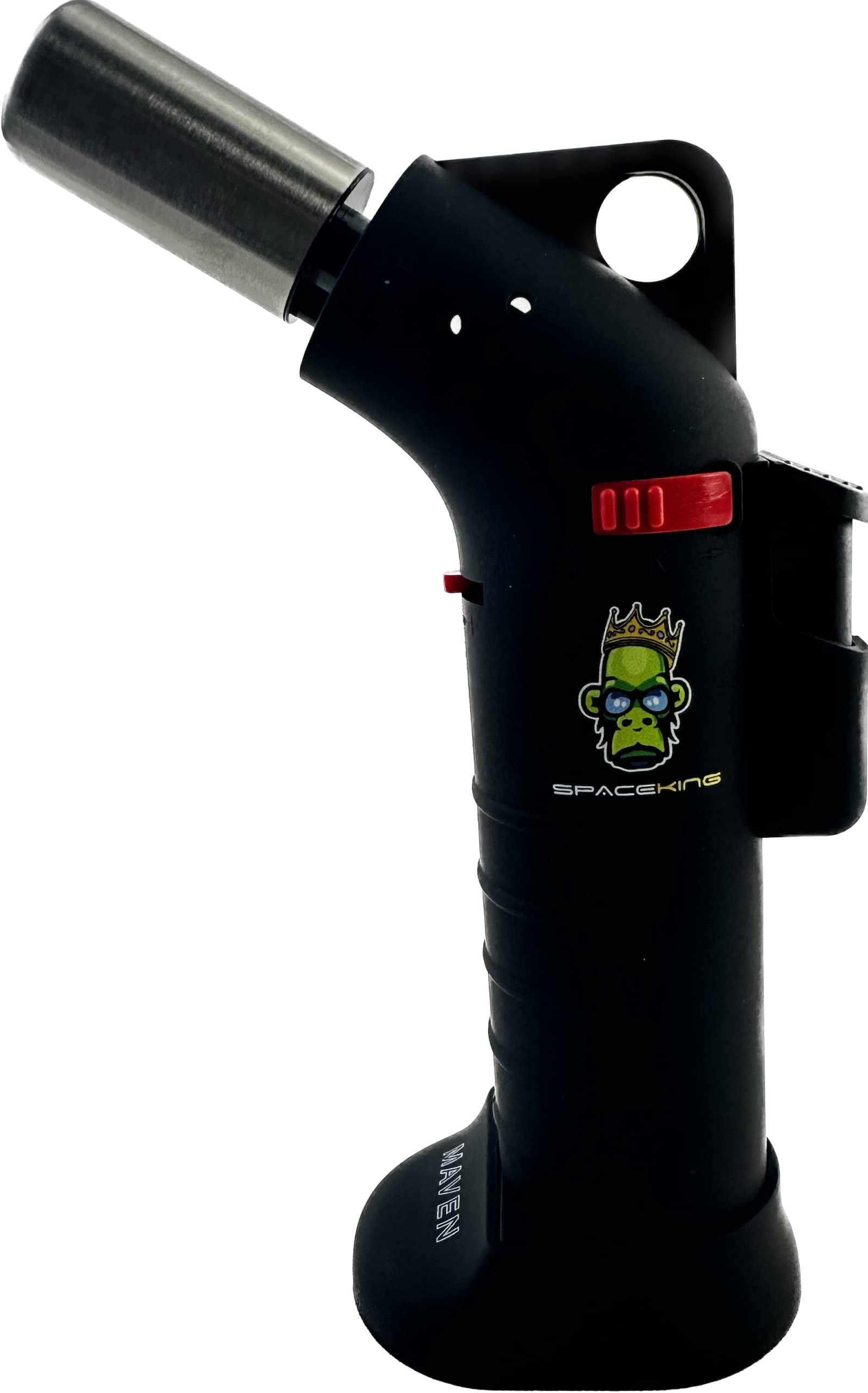 Space King powerful single jet angled flame torch lighter - Smooth Finish - Premium Quality - Adjustable Flame & Lock Function - Perfect for Kitchen, BBQ, Outdoors, Travel, Garage, and more (Black)