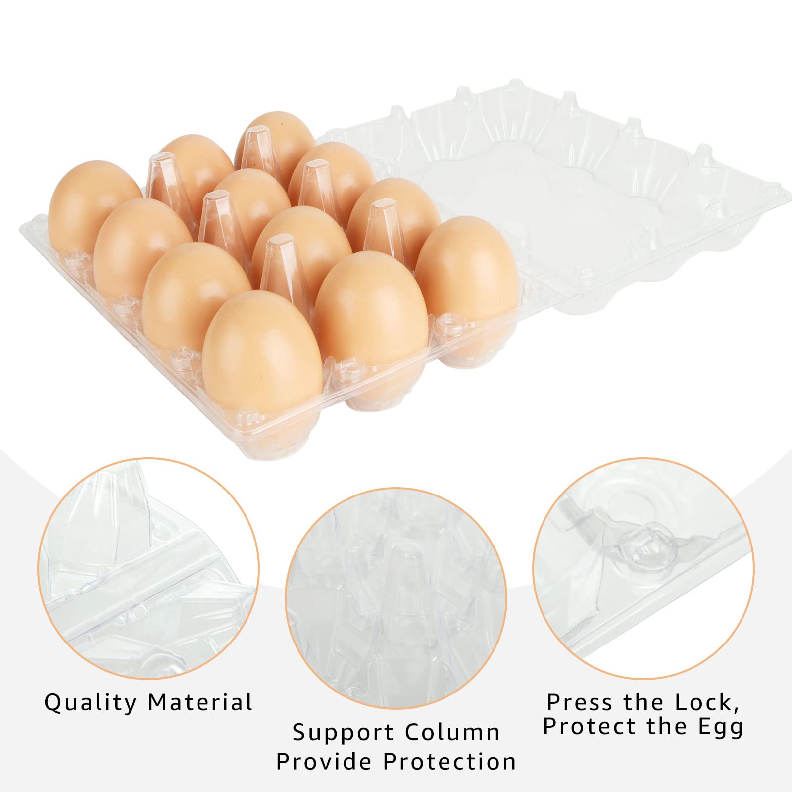 Plastic Egg Cartons Bulk, 40 Packs Empty Clear Plastic Egg Cartons to 12 Eggs, Reusable Chicken Egg Cartons for Family Pasture Chicken Farm, Business Market Display, Storage