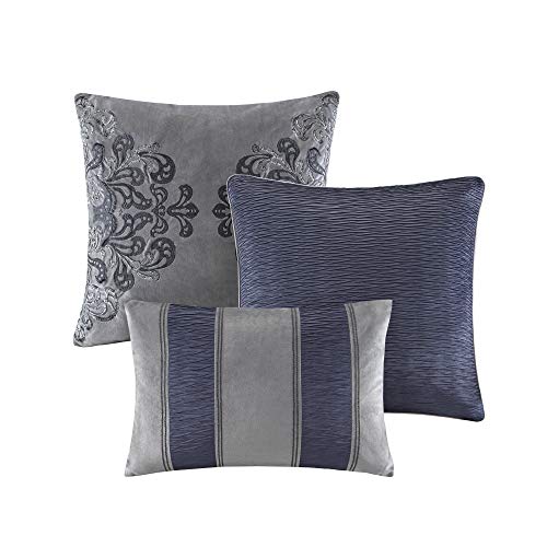Madison Park Sophisticate 8 Piece Velvet Comforter Set Bedding, King, Grey