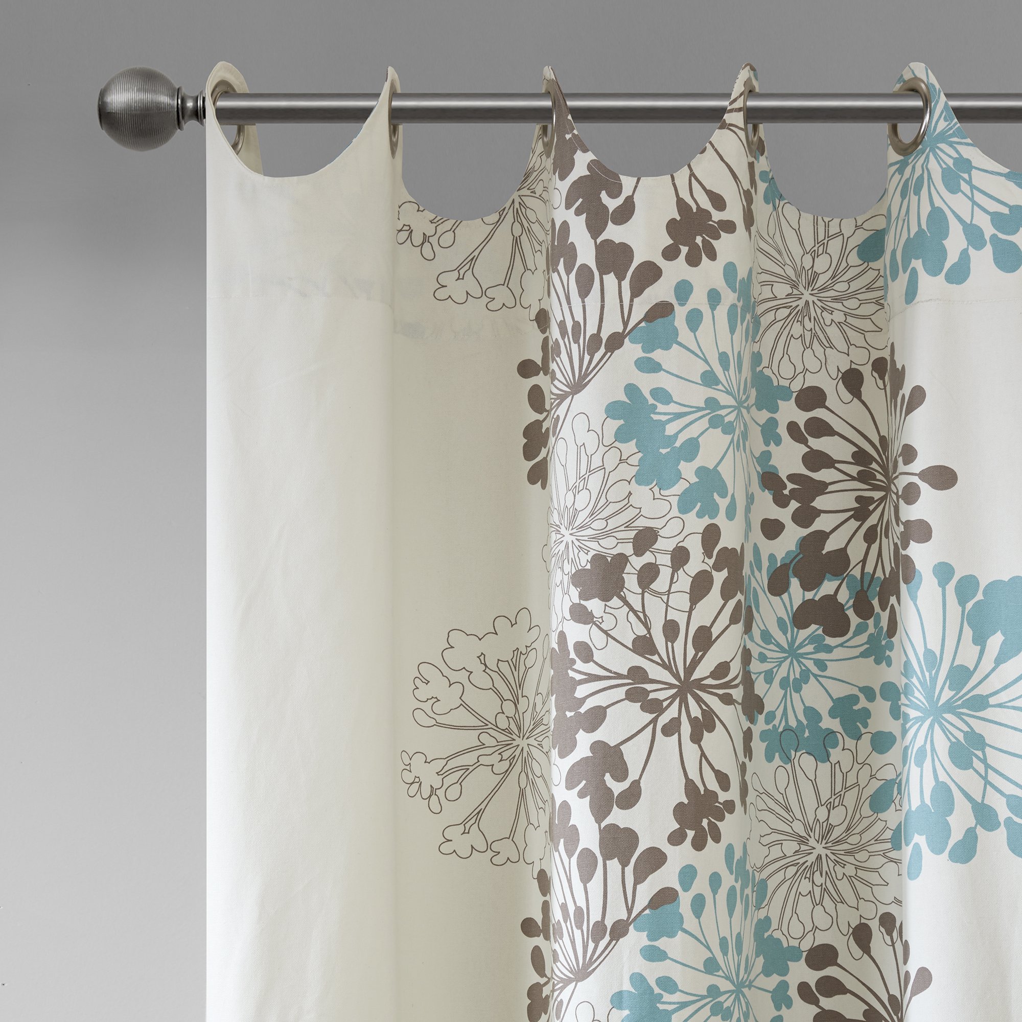 Madison Park Anaya Window Curtain Grommet Tops Thermal Insulated Window Panel for Living Room Bedroom and Dorm Single Panel, 50x84, Blue/Brown