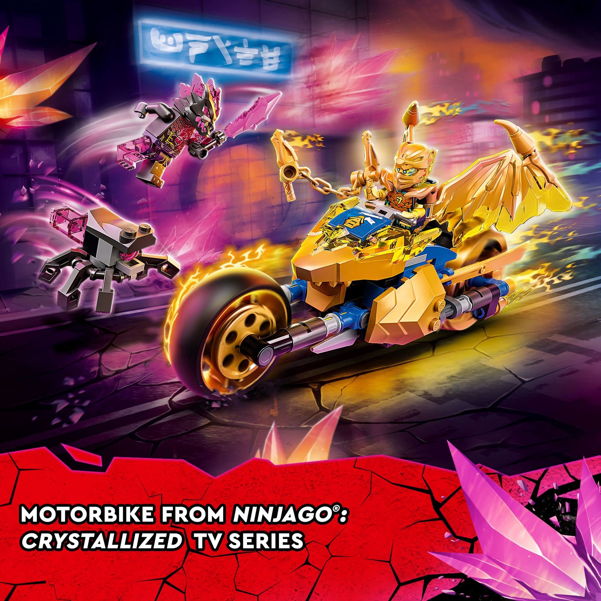 LEGO NINJAGO Jay's Golden Dragon Set, 71768 Toy Motorcycle with Dragon, Spider Figure and Jay Minifigure, Birthday Gift Idea for Kids 7 Plus