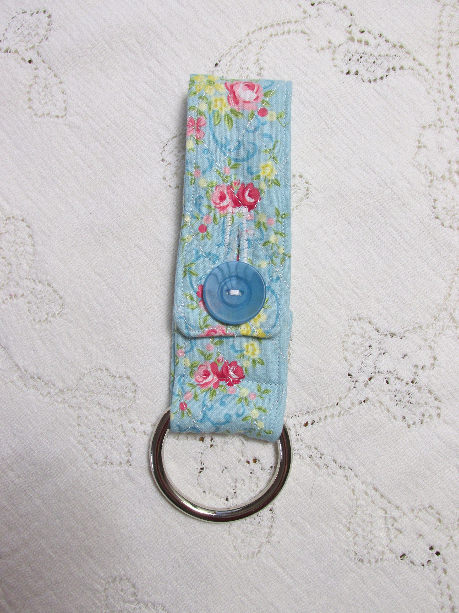 Shabby Chic Blue Roses Quilted Kitchen Towel Holder - Heavy-Duty D-Ring - Kitchen Towel Hanger - Towel Keeper