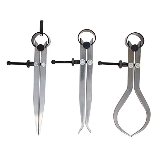 Utoolmart Spring Inside Outside Divider Caliper Set, 3 Piece 6" Quick Adjust Spring Caliper/Divider Set, Carbon Steel Measuring Tool Caliper, for Wood Turning Lathe Projects