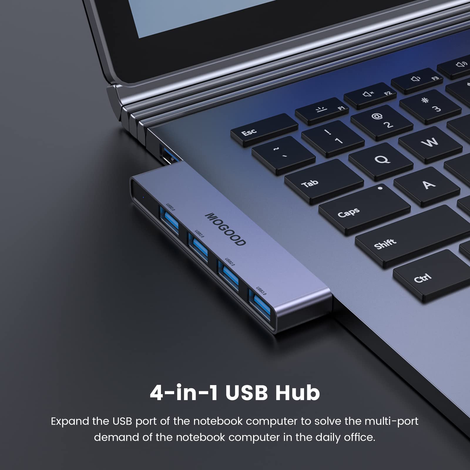 USB Hub for Laptop,MOGOOD USB Hub 3.0 USB Splitter Ultra-Slim Data USB Hub [Charging Not Supported] Multi USB Port Expander USB Adapter Station for Laptop,Windows PC,Mac,Printer,Flash Drive,Mobile HDD
