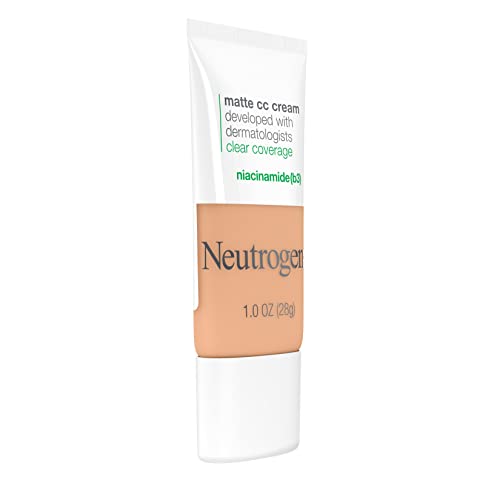 Neutrogena Clear Coverage Flawless Matte CC Cream, Full-Coverage Color Correcting Cream Face Makeup with Niacinamide (b3), Hypoallergenic, Oil Free & Fragrance Free, Butter, 1 oz