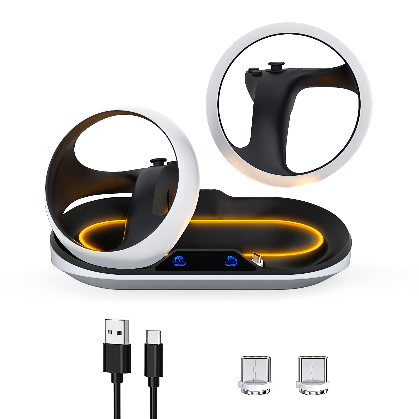 Tenvoonl Charging Station for PlayStation VR2 Sense Controller,PSVR2 Charger with LED Indicator,PS VR2 Charging Dock with 2 Magnetic Type-C Connectors and Type-C Cable