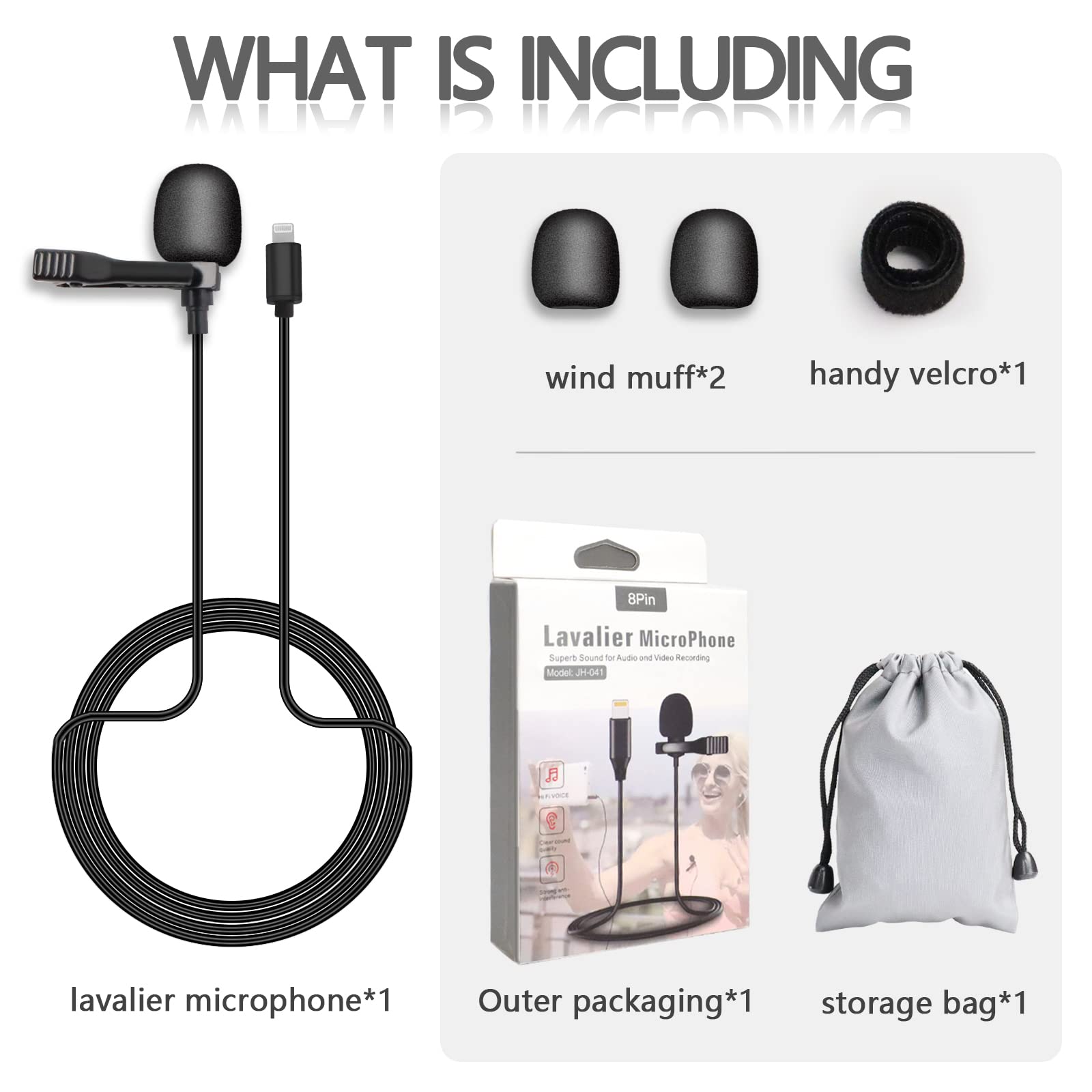 Ryscam Microphone for iPhone Recording, Lavalier Microphone with 2 Wind Muff, Omnidirectional Mini Microphone Condenser for Vlogging, Video Recording, YouTube Interview ＆ Online Teaching- 10ft