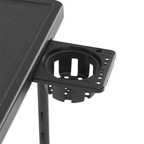 Living and More Tray Folding Table, Folding Table with Cup Holder, Couch Desk for Working from Home, TV Trays for Eating, Portable and Adjustable TV Table, Black