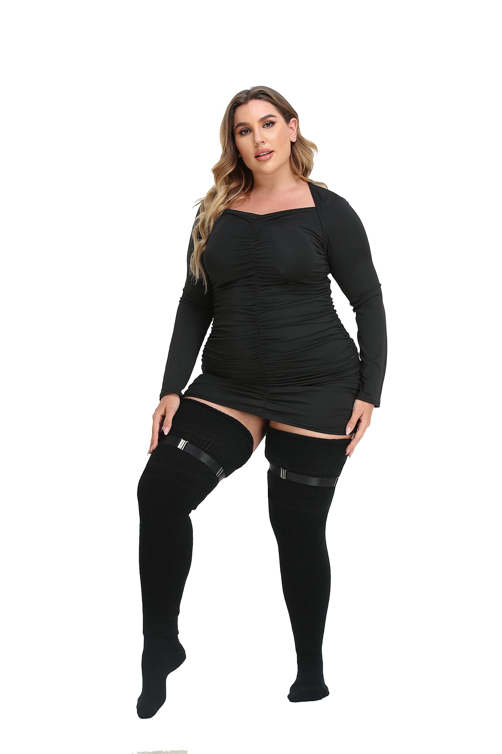 SherryDC Women's Plus Size Thigh High Socks Extra Long Knit Stockings Leg Warmer For Thick Thighs