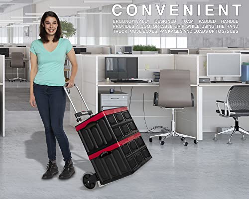Vergo Industrial Folding Hand Truck - 275 lb. Capacity Dolly Cart - No Assembly Required Hand Cart, Lightweight, Collapsible & Compact, Telescoping Handle Extends to 42.5 Inches