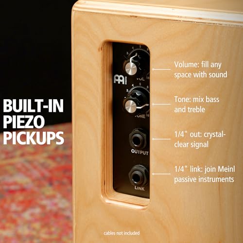 Meinl Percussion Woodcraft Pickup String Cajon Box Drum with Electronics for Amp or PA System and Snare Effect β NOT Made in China β Play with Your Hands, Baltic Birch, 2-Year Warranty (PWC100B)
