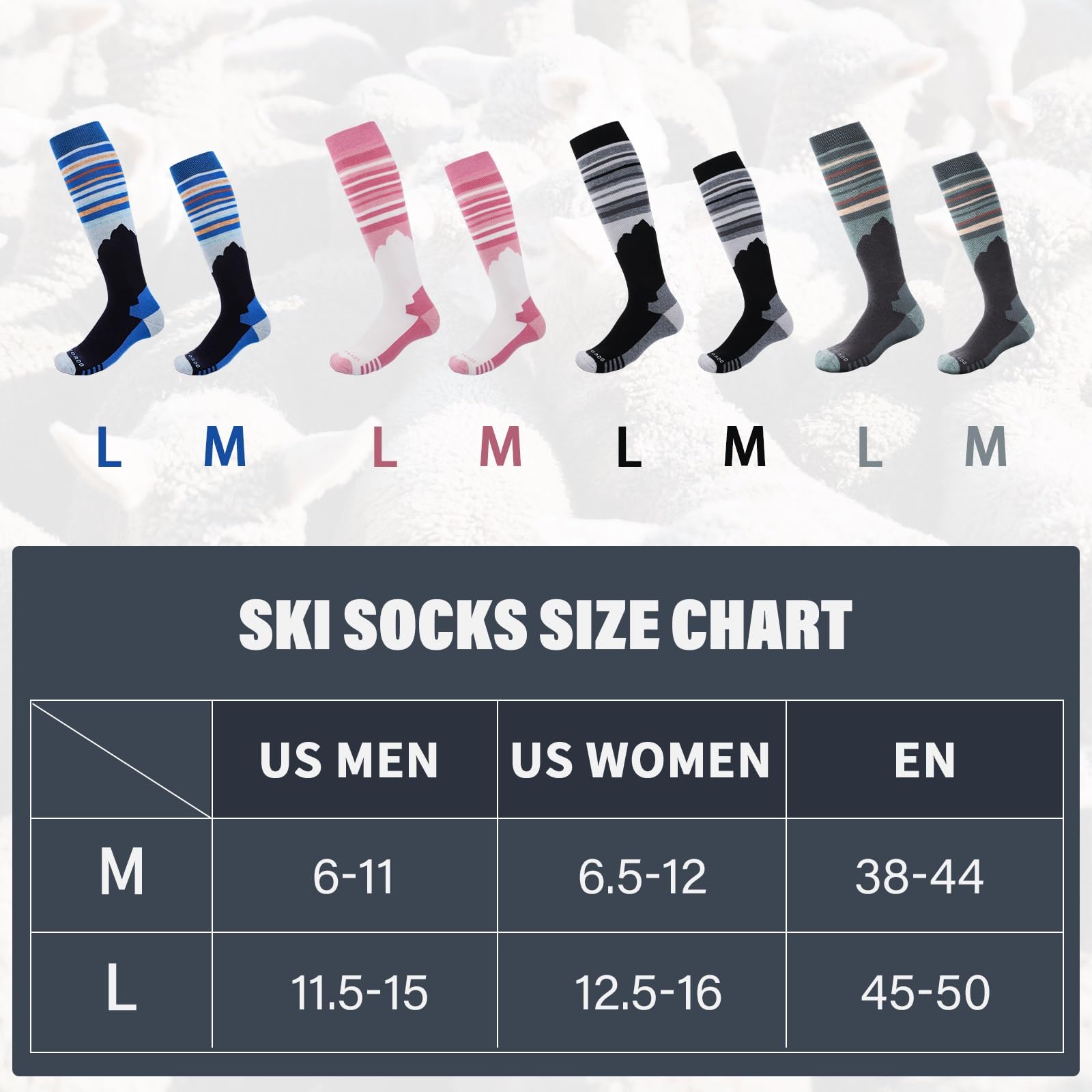 RIOROO Ski Socks Merino Wool,2/3 Pairs Pack Skiing and Snowboarding Socks For Men Women Youth,Winter Knee High Thermal Socks