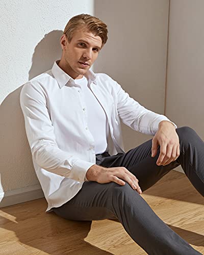 LAPASA Men's Thermal Underwear Top Crewneck Long Sleeve Shirt Base Layer Lightweight Winter Thermoflux 100 M09 Medium White 2 Pack