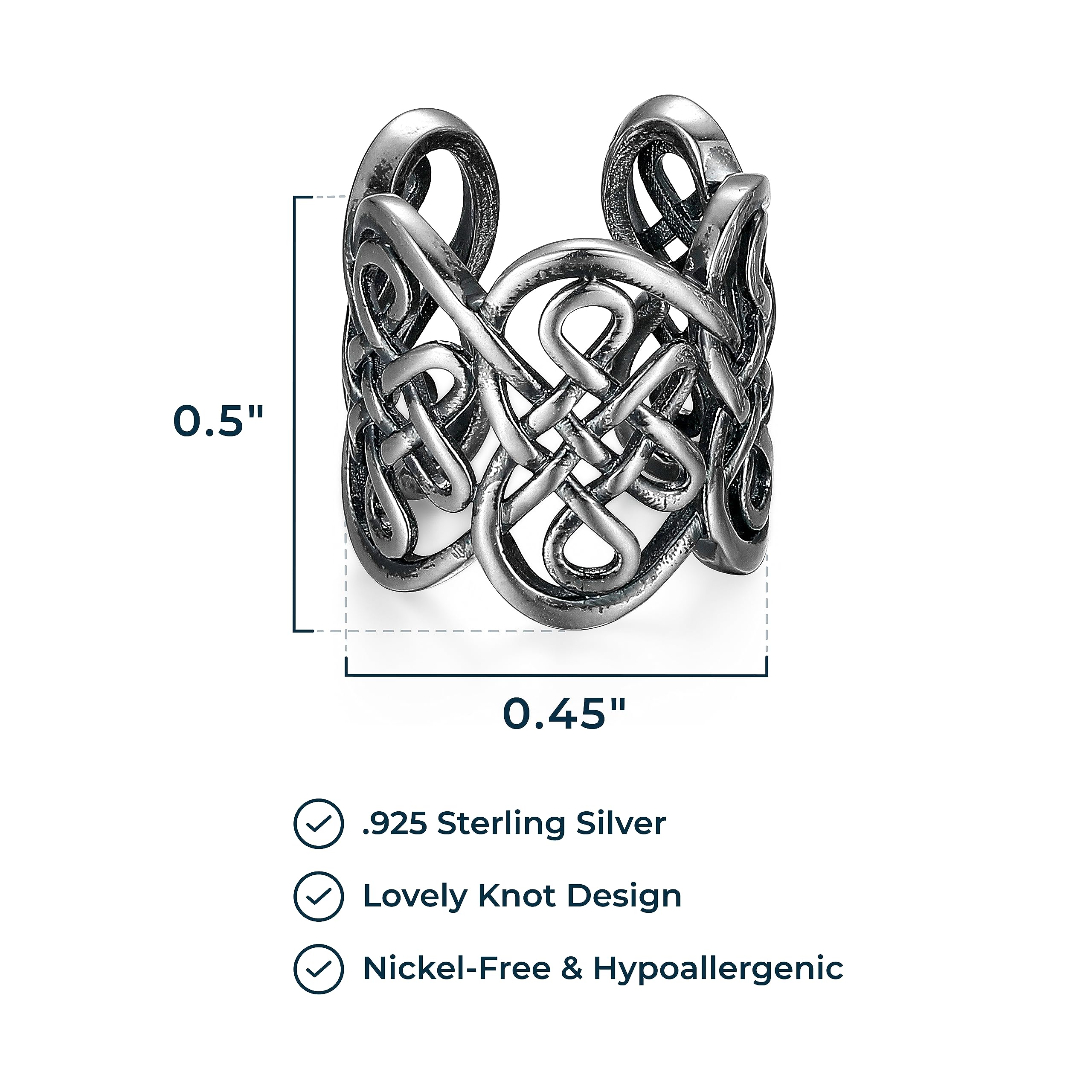 MORGAN & PAIGE Celtic Knot Ear Cuff Earrings For Women - Oxidized 925 Sterling Silver Ear Cuff - Mid To Top No Piercing Ear Cuff For Unpierced Ear Conch & Cartilage