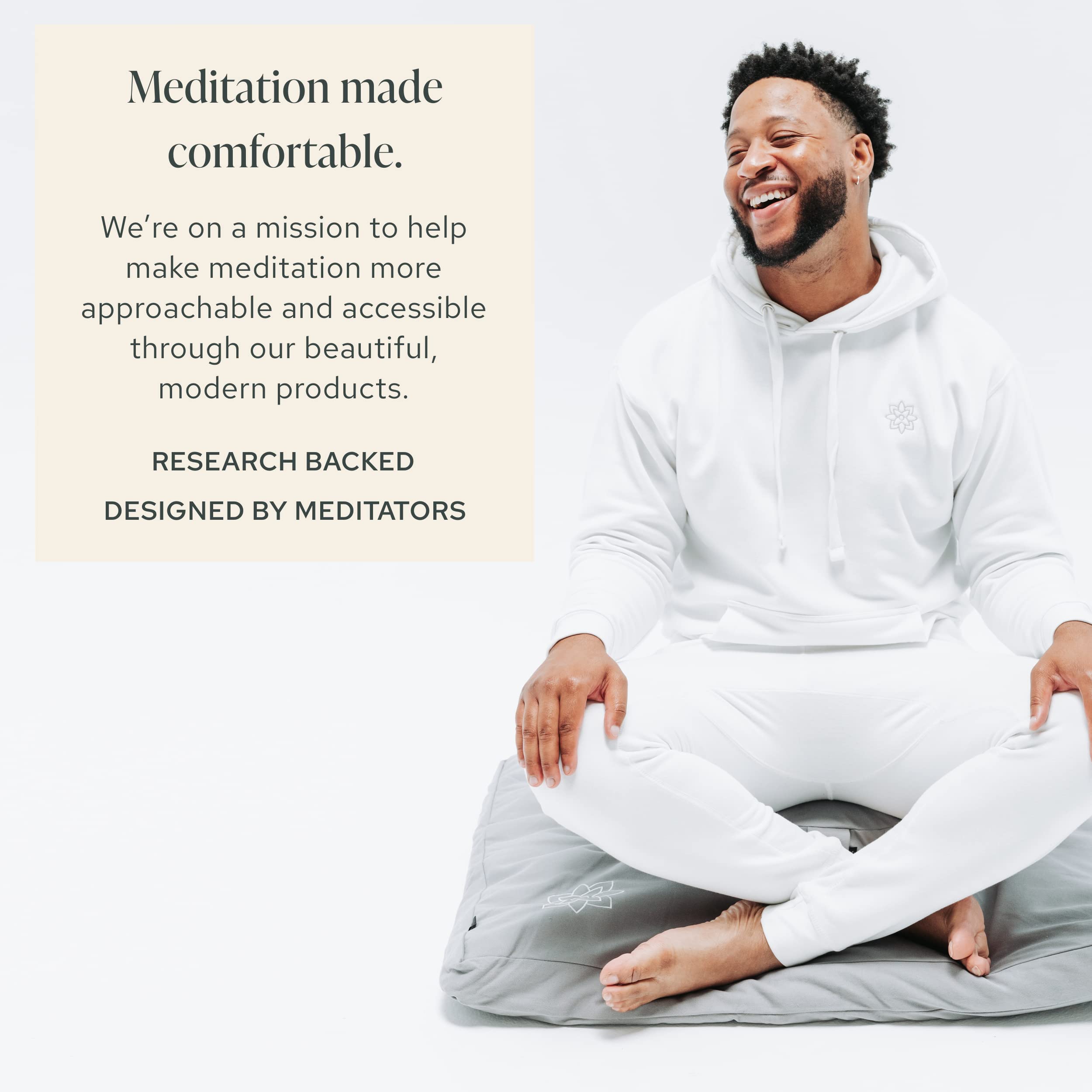 Mindful & Modern Meditation Cushion and Zabuton Meditation Mat Bundle - 100% Cotton Meditation Cushion Set for Yoga - Buckwheat Zafu Floor Pillow and Rectangular Mat - Slate Grey Color