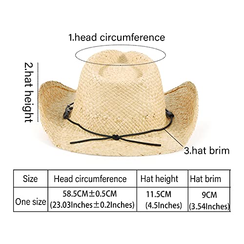 Men & Women's Woven Straw Cowboy Hat Western Outback Hat Shapeable Wide Brim Cowgirl Hat Straw Summer Beach Sun Hat