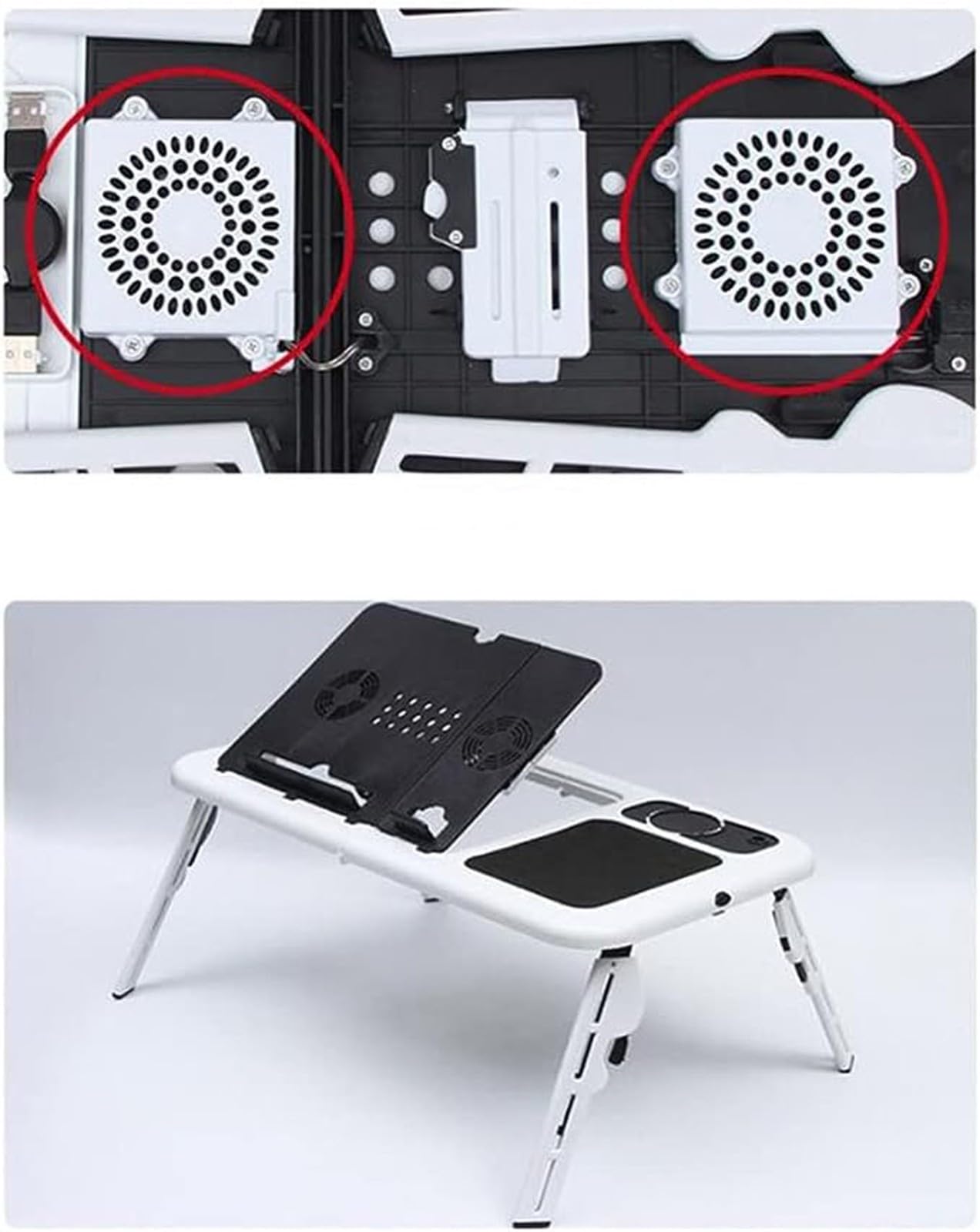 Laptop Bed Desk Tray Bed Table, Folding Lap Desk, Adjustable Home Office Standing Desks for Couch Floor Reading Writing Eating Working Studying Black-PP