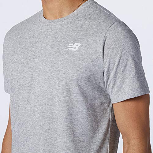 New Balance Men's Heather Tech Short Sleeve, Athletic Grey , Large