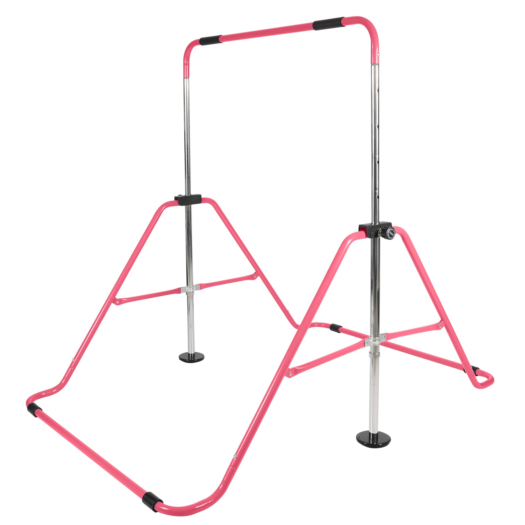 RedSwing Foldable Kids Gymnastics Bar, Adjustable Height Gymnastic Horizontal Bar for Toddler Ages 8-12, Stable Children Training Bar for Home, Easy to Assemble, Pink