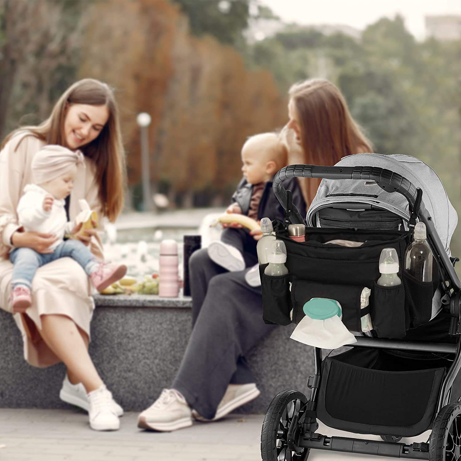 MagMaxi Universal Stroller Organizer, Baby Accessories Large Caddy, with tissues, diapper Bag
