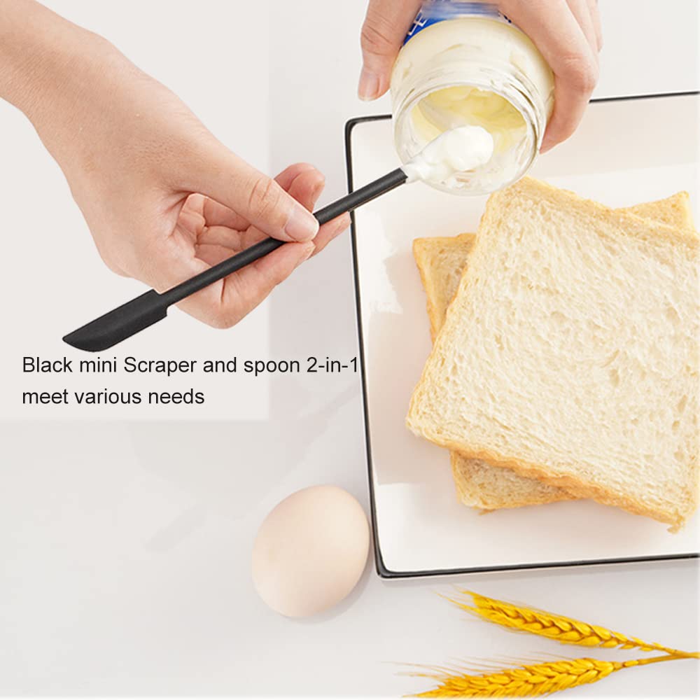 Suntchen Mini Silicone Spatula Set Stretchable Makeup Spatulas Small Scooper and Spoon 2-in-1Tiny Spatula for Kitchen Bottle Beauty Jar, Adjustable Size and Reusable, 3Pcs
