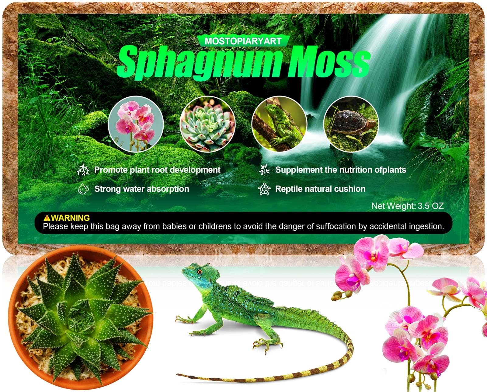 Mostopiaryart Sphagnum Moss Perfect for Plant Propagation, Extremely Strong Water Absorption Ability, Help with Maintain Humidity(3.5OZ)