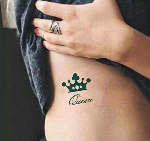 SanerLian Waterproof Temporary Fake Tattoo Stickers Classic King Queen Crown Design Set of 2