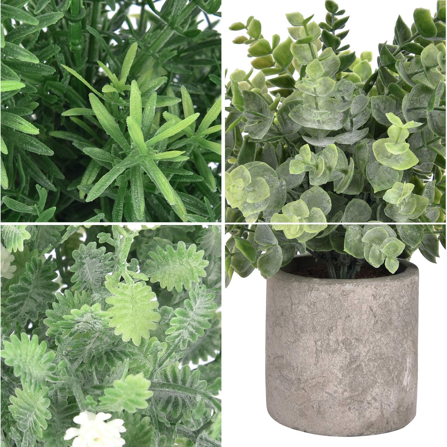 MARTINE MALL Fake Eucalyptus Pot Artificial Eucalyptus Plants with Vase 3 Pack Mini Fake Eucalyptus Plants for Indoor House Office Restaurant or Outdoor Garden Wedding Decorations 9.4in Tall