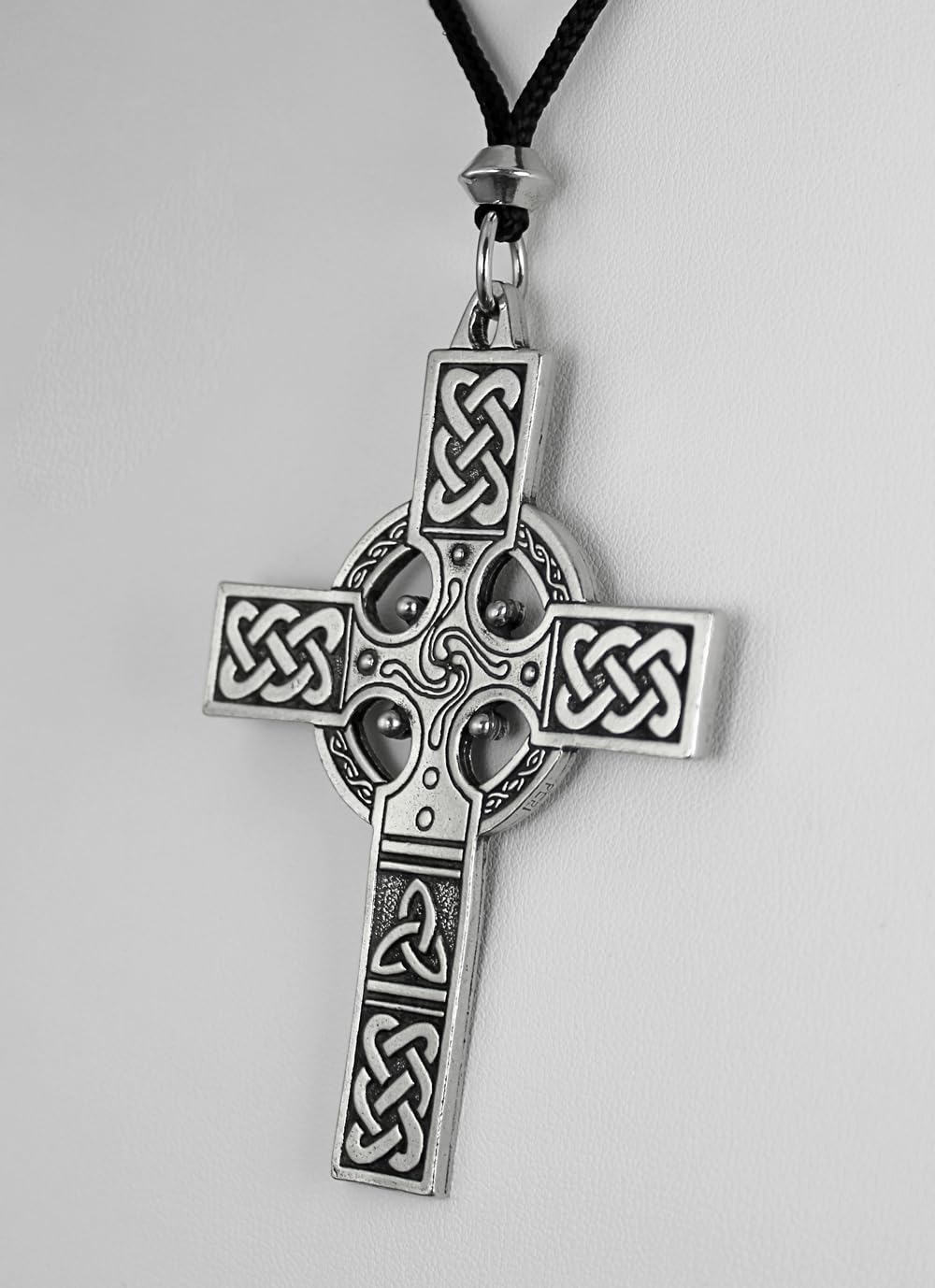 Large Celtic Cross Pendant Necklace - Pewter Irish Jewelry