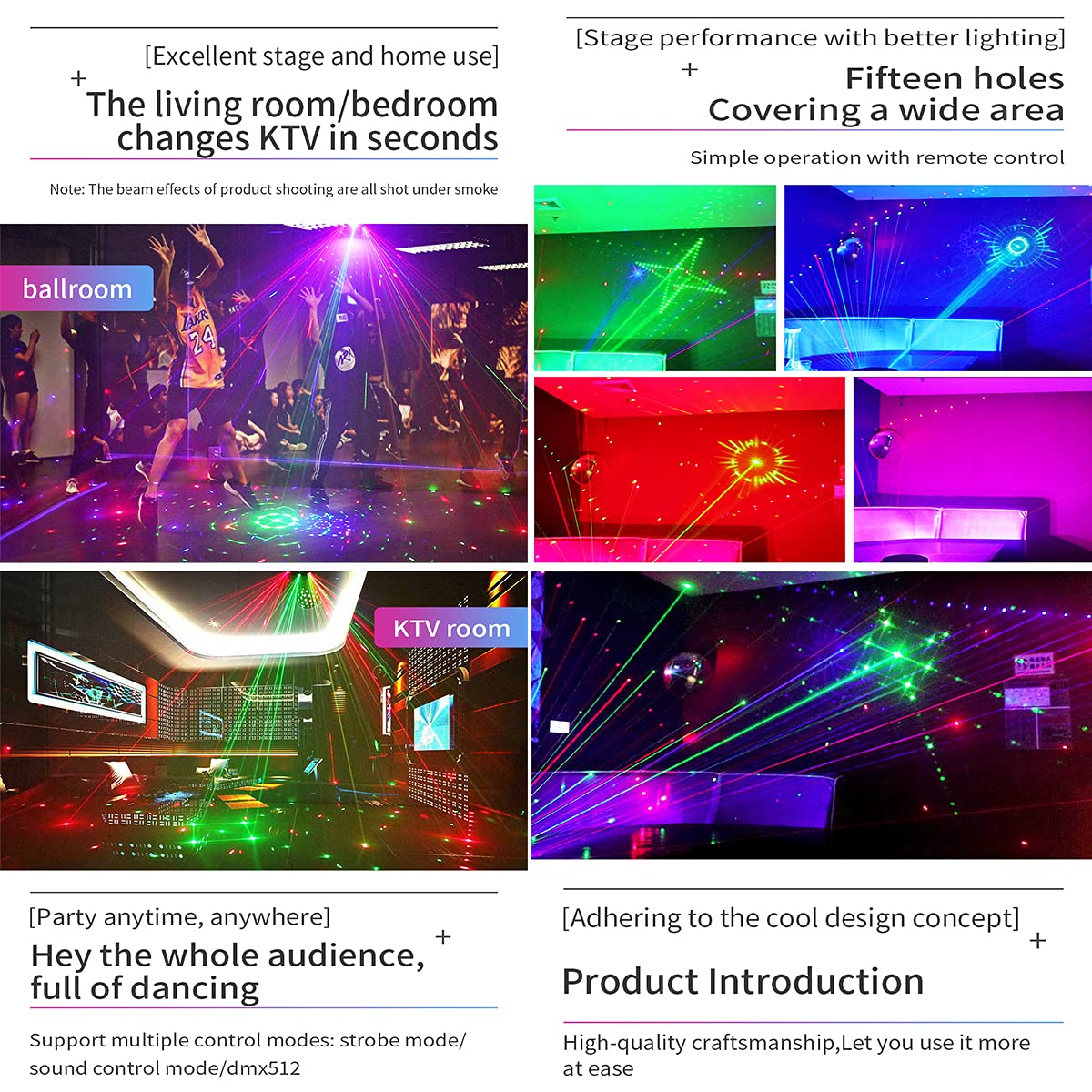Party Lights YLS DMX512 Control Voice Control RGB 15 Eyes For Home Decor Club Bar Live Performance DJ Lights