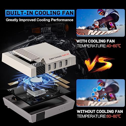 Super Console Cube X3 Retro Game Console Built-in 100000+Games,Video Game Console with EmuElec 4.5/Android 9.0/CoreE,8K UHD Output,2.4+5G,BT 4.0,Emulator Console Compatible with Most Emulators (256GB)