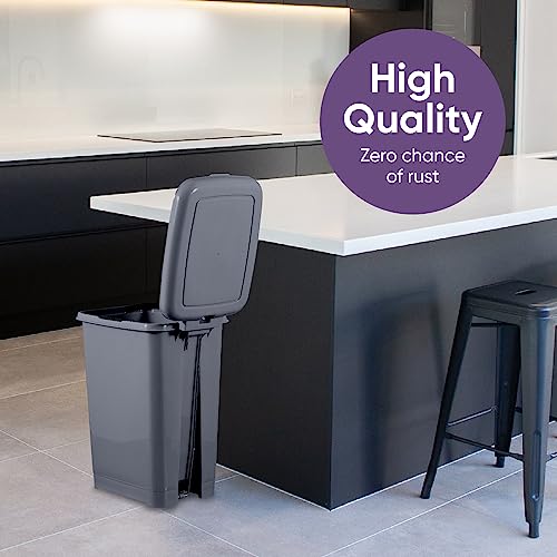 Superio Slim Trash Can with Foot Pedal β 10.5 Gallon Step-On Trash Can with Lid, Large Plastic Garbage Can, Trashcan for Bathroom, Kitchen, Office,Bedroom, Dorm Room, Patio, β Onyx Grey