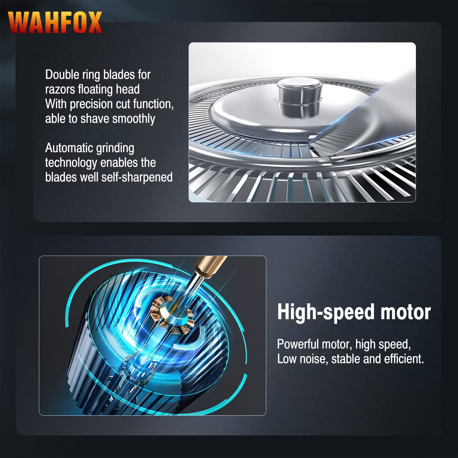 WAHFOX Electric Shaver Wet & Dry Shaver with Charging Stand, Pop-up Trimmer, with Shaving Cream, Rechargeable Shaver