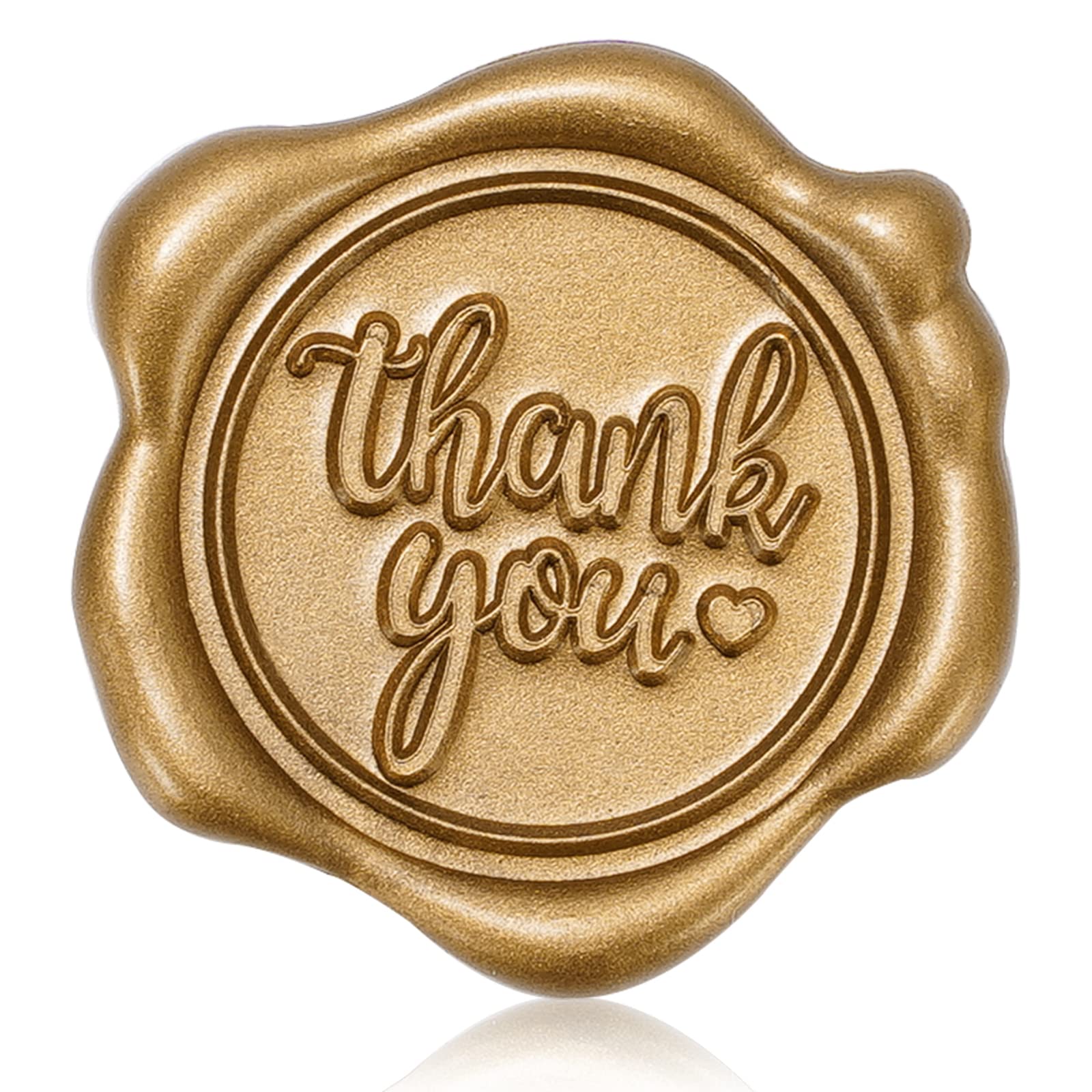 Whaline 50Pcs Thank You Wax Seal Stickers Gold Envelope Seal Stickers 3D Self-Adhesive Embossed Stickers for DIY Greeting Invitation Cards Snail Mails Wine Packages Gift Decor
