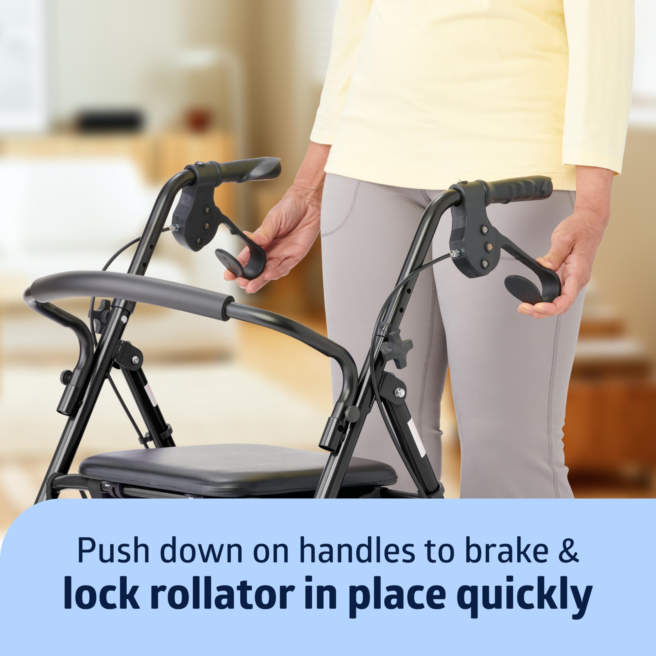 Medline Steel Rollator Walker for Adult Mobility Impairment, Black, 300 lb. Weight Capacity, 8β Wheels, Foldable, Adjustable Handles, Rolling Walker for Seniors