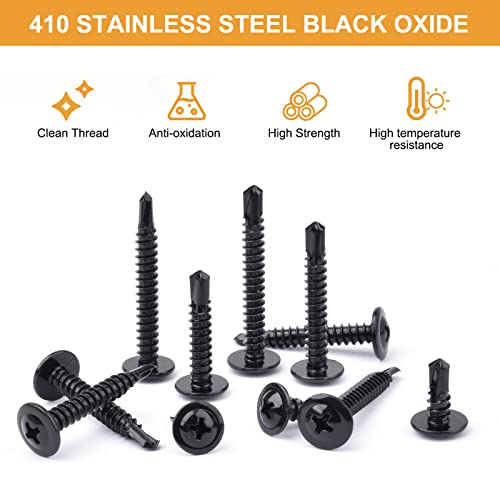 VIGRUE #8 and #10 Black Self Drilling Screws Assortment Kit