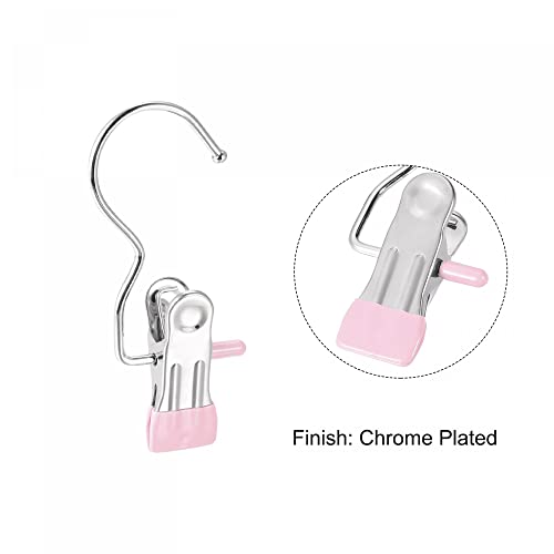 uxcell Laundry Clips with Hook, Metal Boot Hangers Chrome Plated Pink 114mm, 12 Pcs