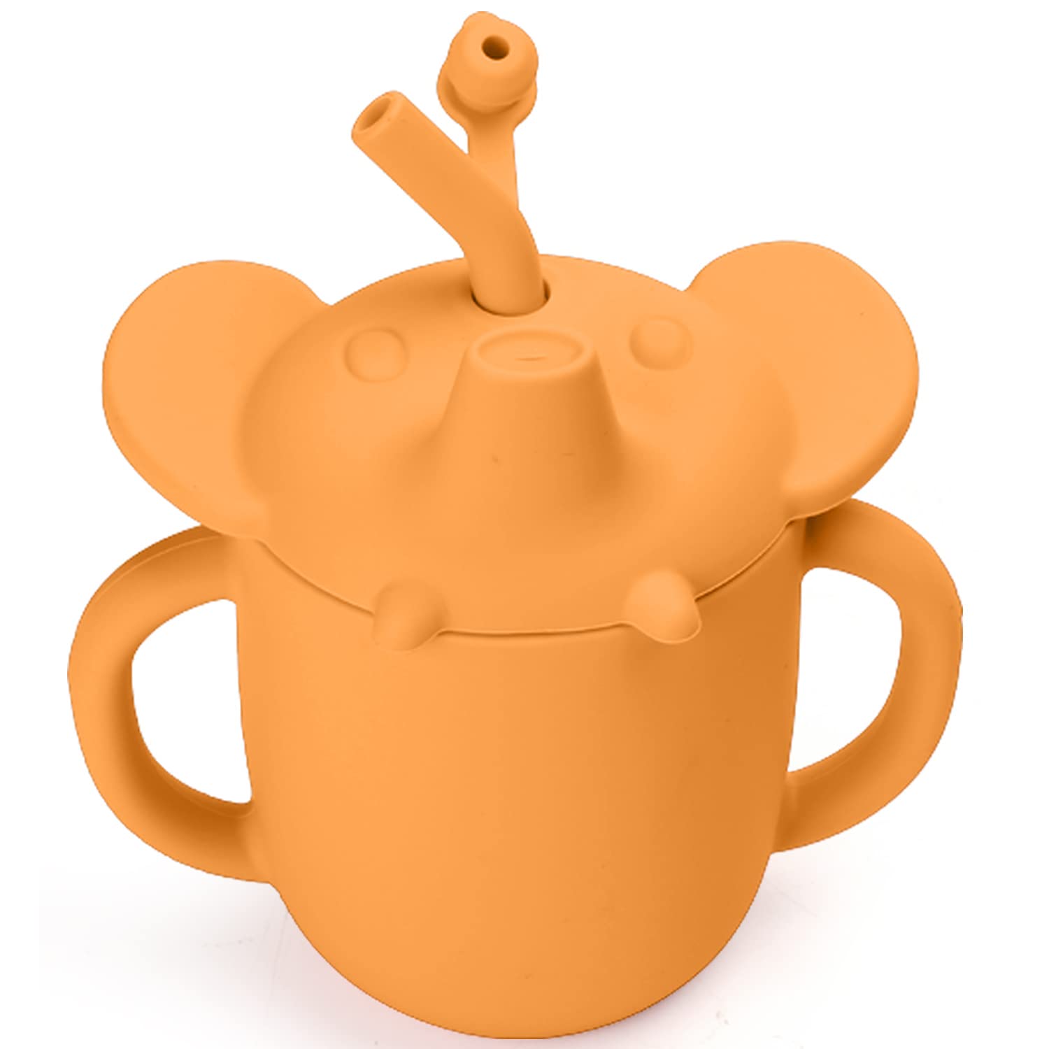 Toddler Sippy Cups,Silicone Straw Cup Spill Proof with Handles for Baby 6+ Months,The First Years Training Cups for 1+ Year Old (7oz,Orange)