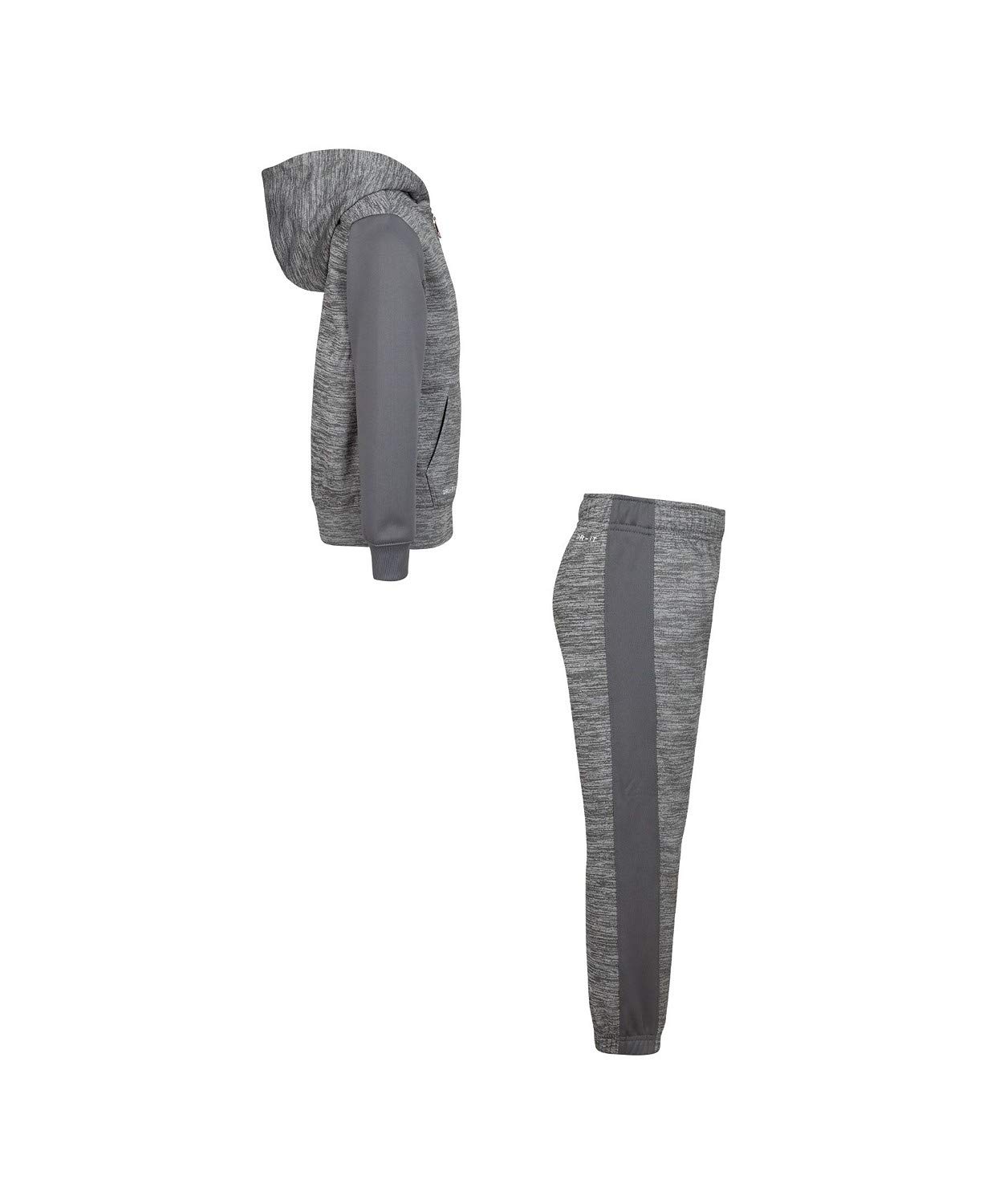 Nike Boy`s Dry Fit Therma Zip Hoodie & Sweatpants 2 Piece Set (Carbon Heather(86G933-GEH)/Orange, 12 Months)