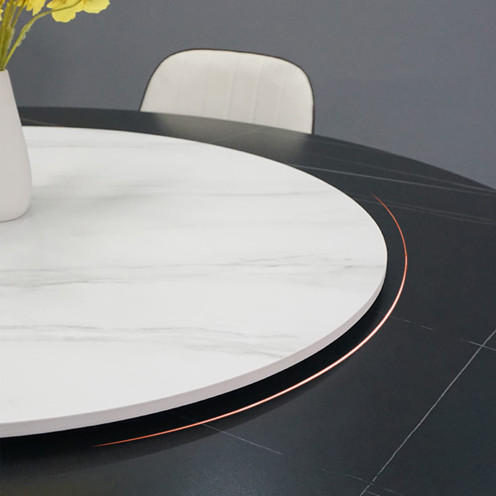 SHEHello Lazy Susan Turntable Organizer Rotating Serving Plate Large Marble Dining Table Round Dining Table Top for Cheese Dessert Fruit Baking Cake 50 to 90cm Diameter
