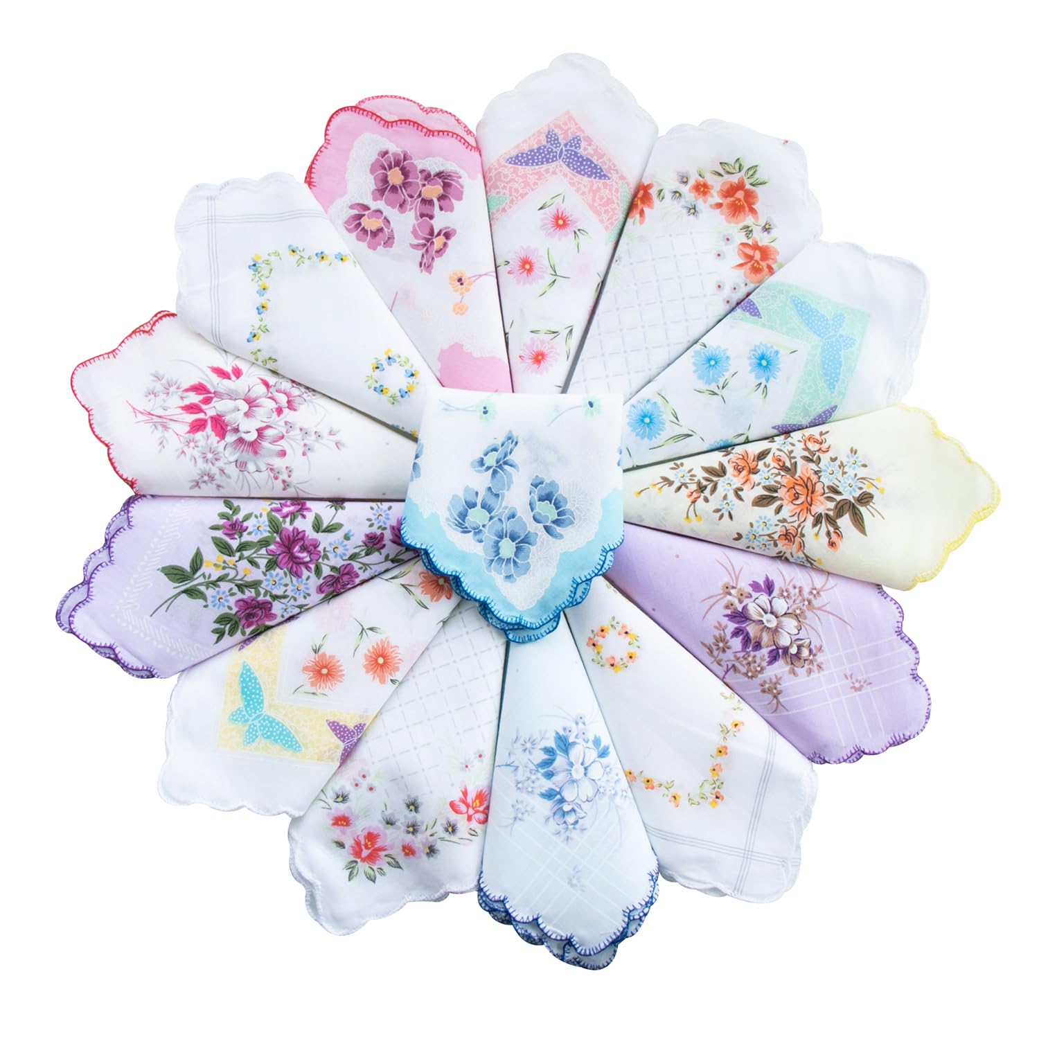 La closure Women's 100% Cotton Handkerchiefs Print Floral Handkerchief Assorted Pack