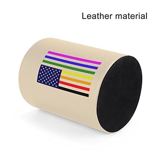LGBT Gay Pride Flag Pen Holder PU Leather Pencil Cup Cute Desk Organizer Makeup Brush Box for Home Office