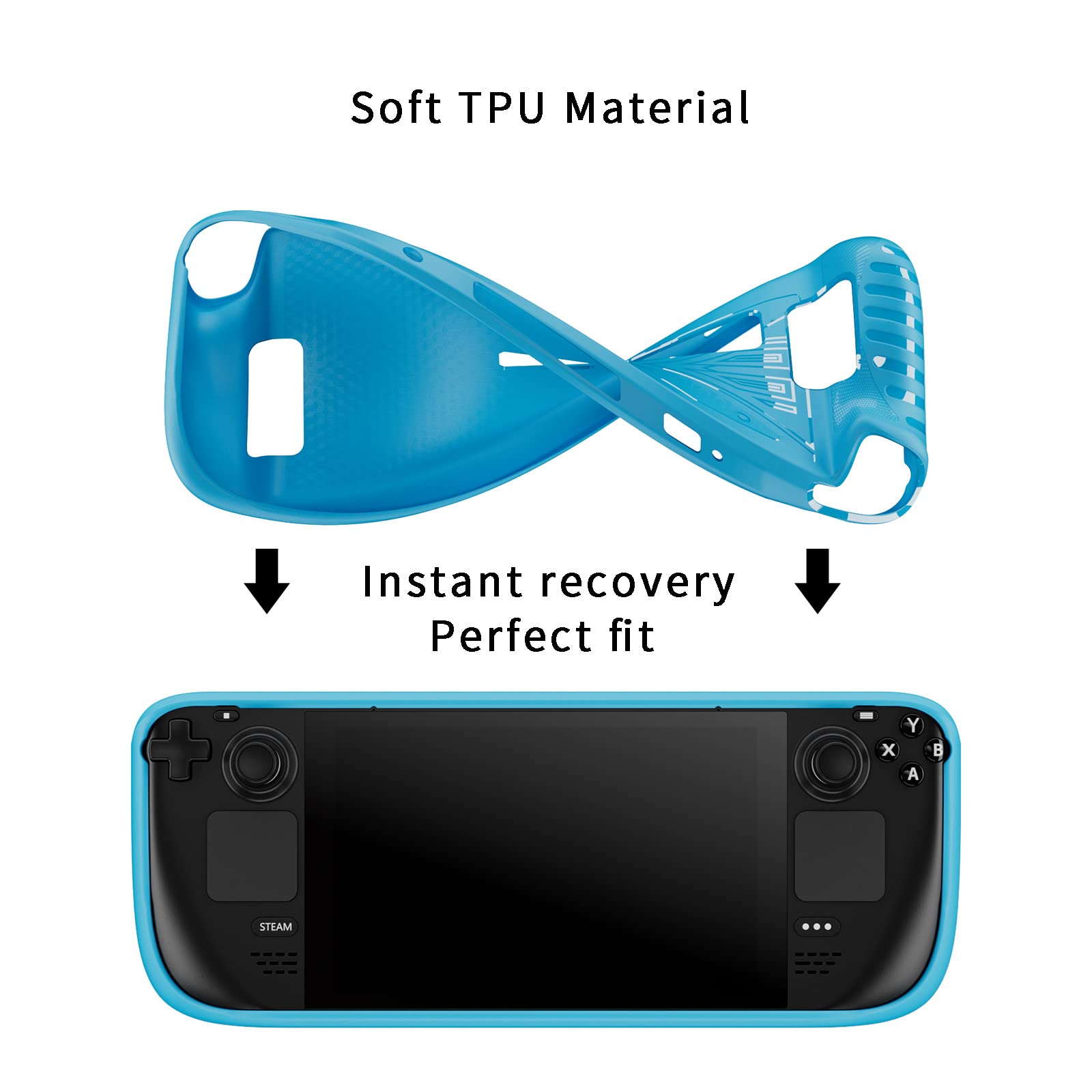 Teyomi TPU Case for Steam Deck/Steam Deck OLED, Protective Case for Stream Deck, Shockproof and Anti-Scratch Soft Steam Deck Cover, Steam Deck Protector - Blue