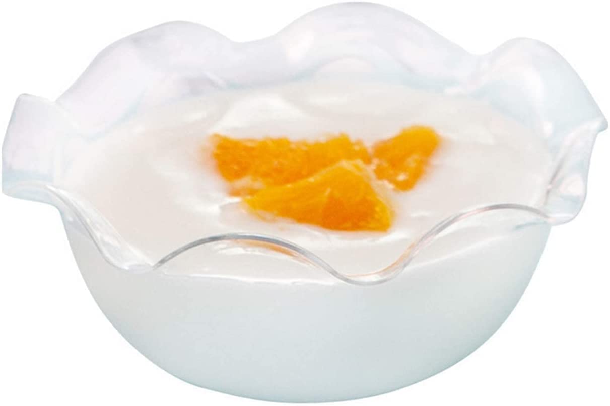 Qixivcom 50 Pack 4 Oz Flower Shaped Plastic Ice Cream Dessert Bowls Dessert Cup Disposable Sundae Bowl Parfait Snack Salad Bowls Tasting Sample Cup Appetizer Serving Bowl for Party Wedding Favor