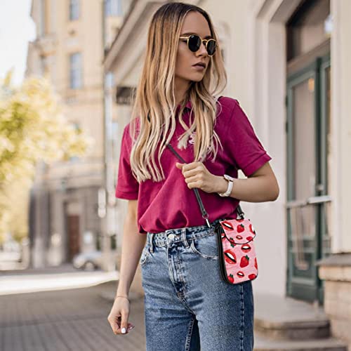 Small Crossbody Bag Lip Strawberry Cell Phone Purse Wallet