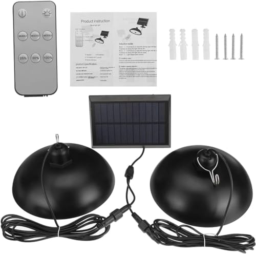 SyouHome Solar Pendant Lights, 78 LED 900LM Dual Head Solar Shed Lights with Motion Sensor/IP65 Waterproof/4 Modes, Solar Daytime Work Lights for Outdoor, Inside House, Garden, Patio, Barn, Shed
