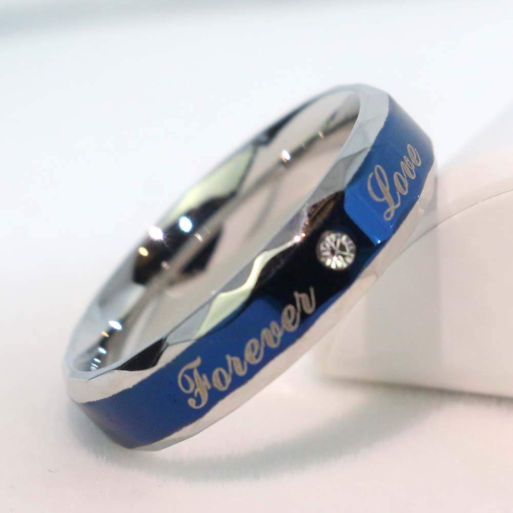 mensring 6mm Titanium Steel Mens Ring Wedding Band Blue Rings for Man Forever Love Cz Womens Ring